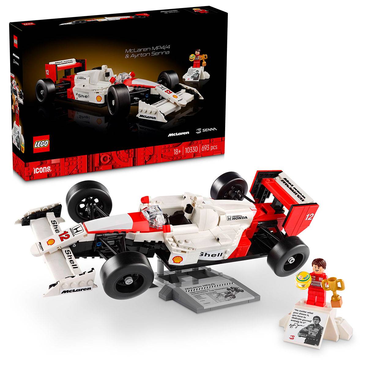 LEGO Icons: McLaren MP4/4 e Ayrton Senna F1® | Idades 18+ | 693 Peças ...