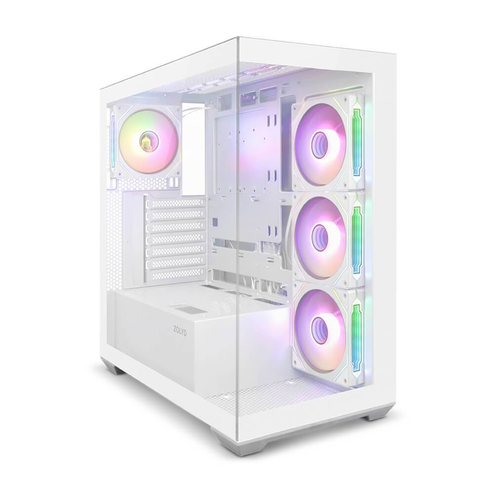 Caixa ATX Zolyd Rivexa Tempered Glass ARGB Branca | PCDIGA