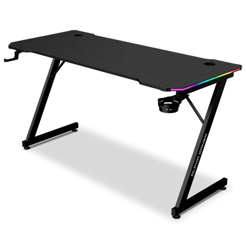 Secretária Gaming Alpha Gamer Gemina RGB (140x60cm) Gaming Station ...