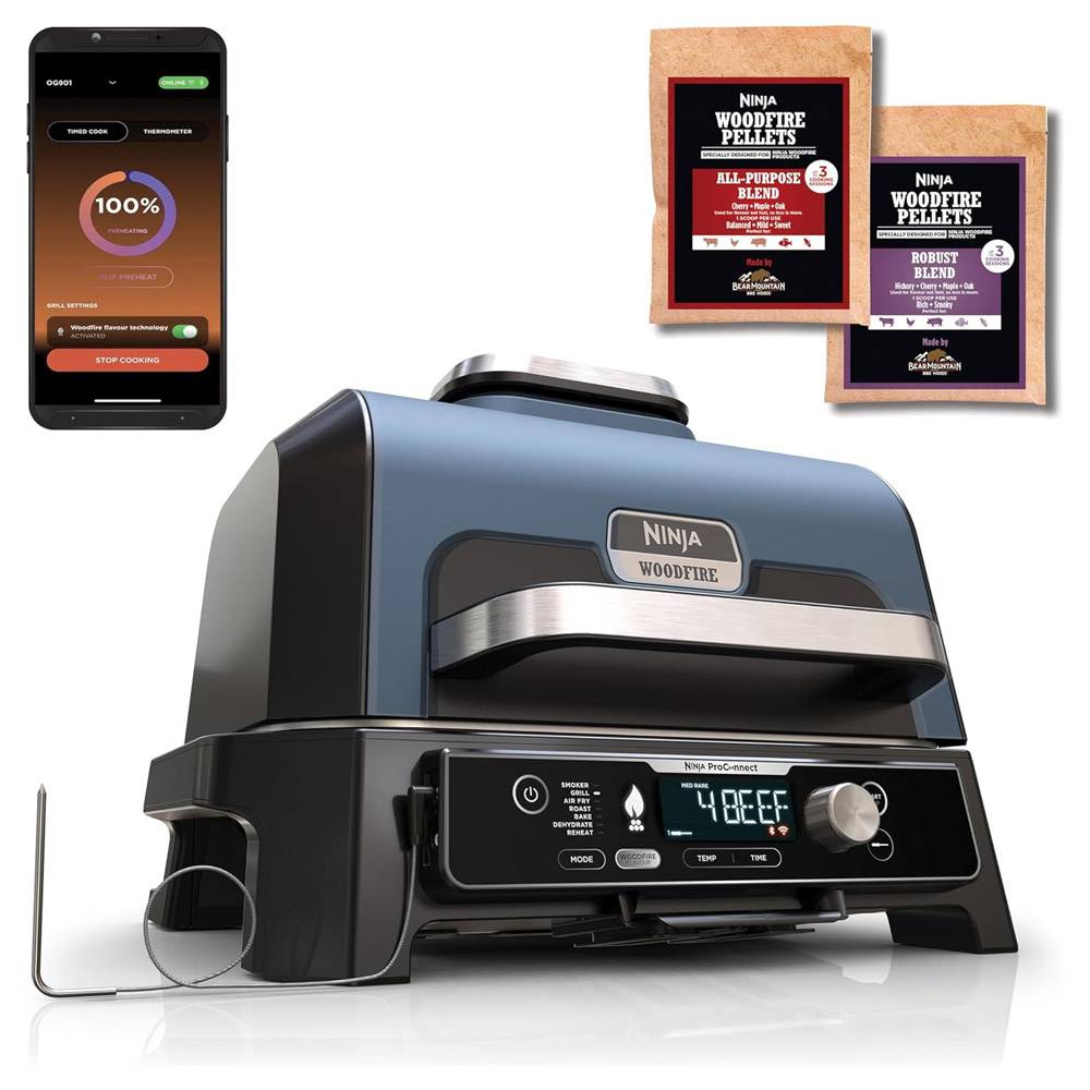 Grelhador Elétrico com Air Fryer Ninja OG901EU Woodfire Pro Connect XL ...